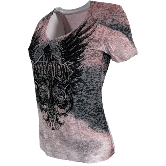 Affliction | Tops | Affliction Womens Tshirt Turquoise Pass Vneck Biker ...